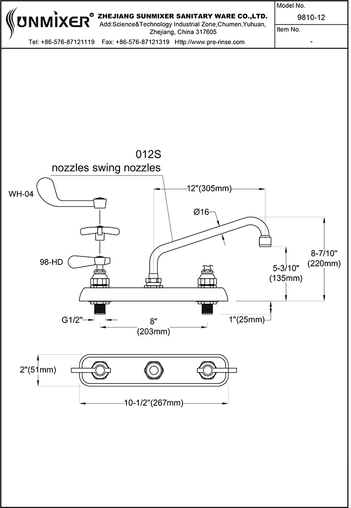 9810-12 Double Workboard Faucet - PT.FascoSanwira | Kitchen,Laundry ...